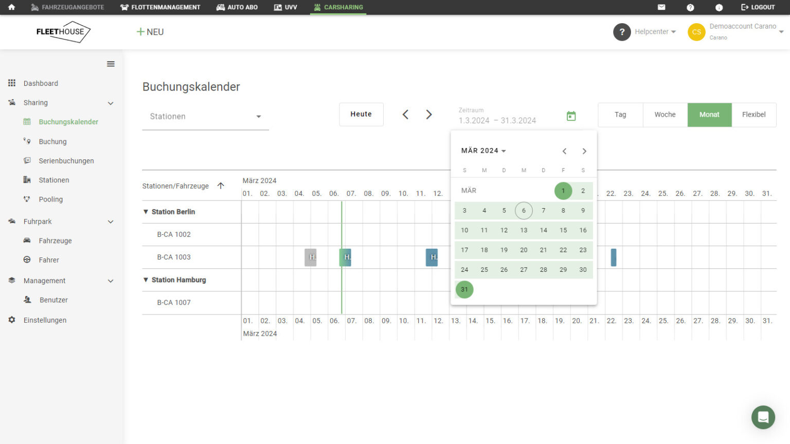 Corporate Carsharing Software: 30 days free of charge | Fleethouse